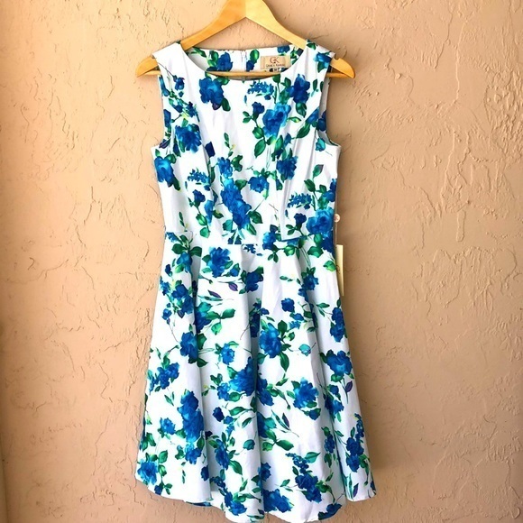 Grace Karin | Dresses | Grace Karin Floral Midi Dress Blue White N ...